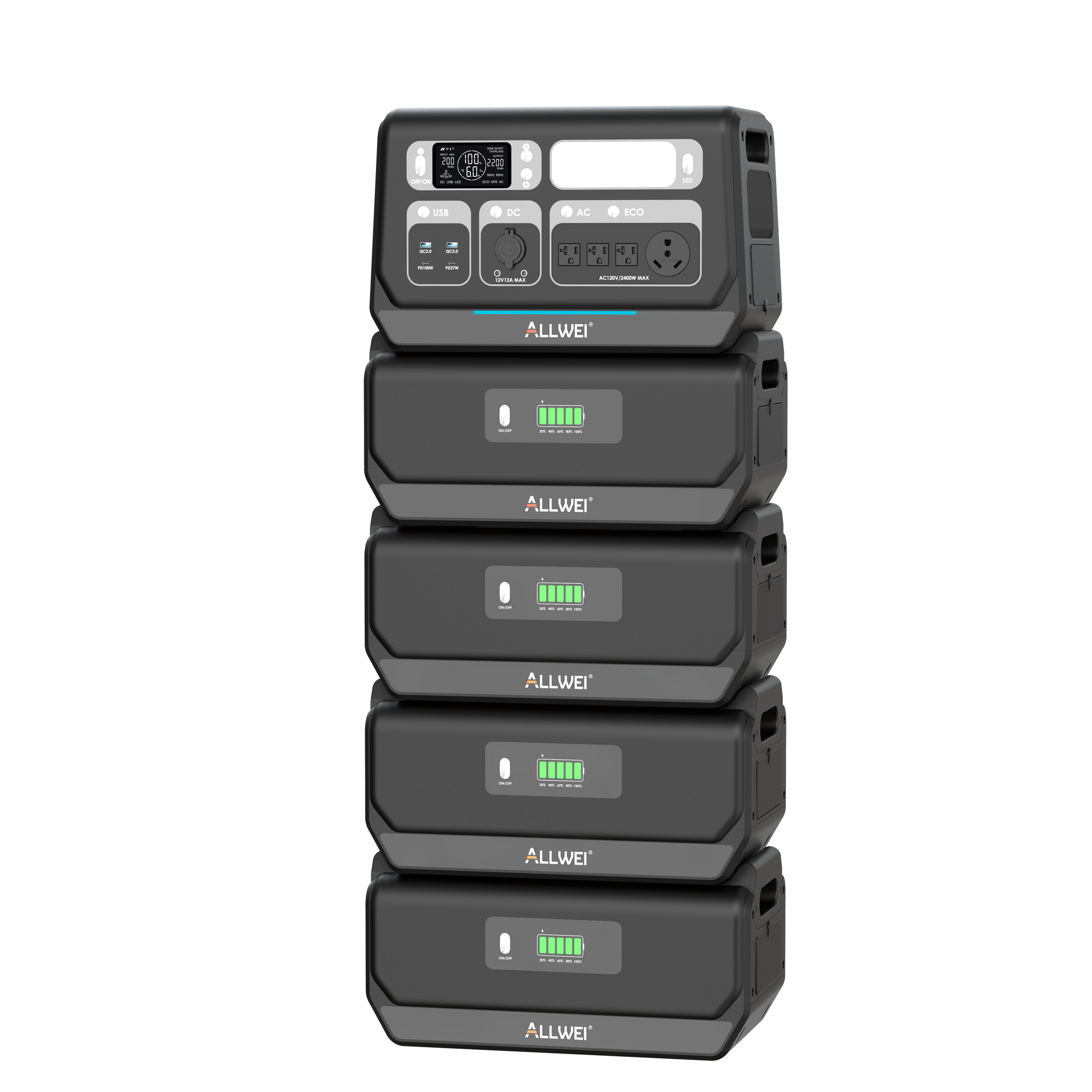 PPS2400 + 4*B200 PRO - 2400W Power Station & 10kWh Capacity | ALLWEI