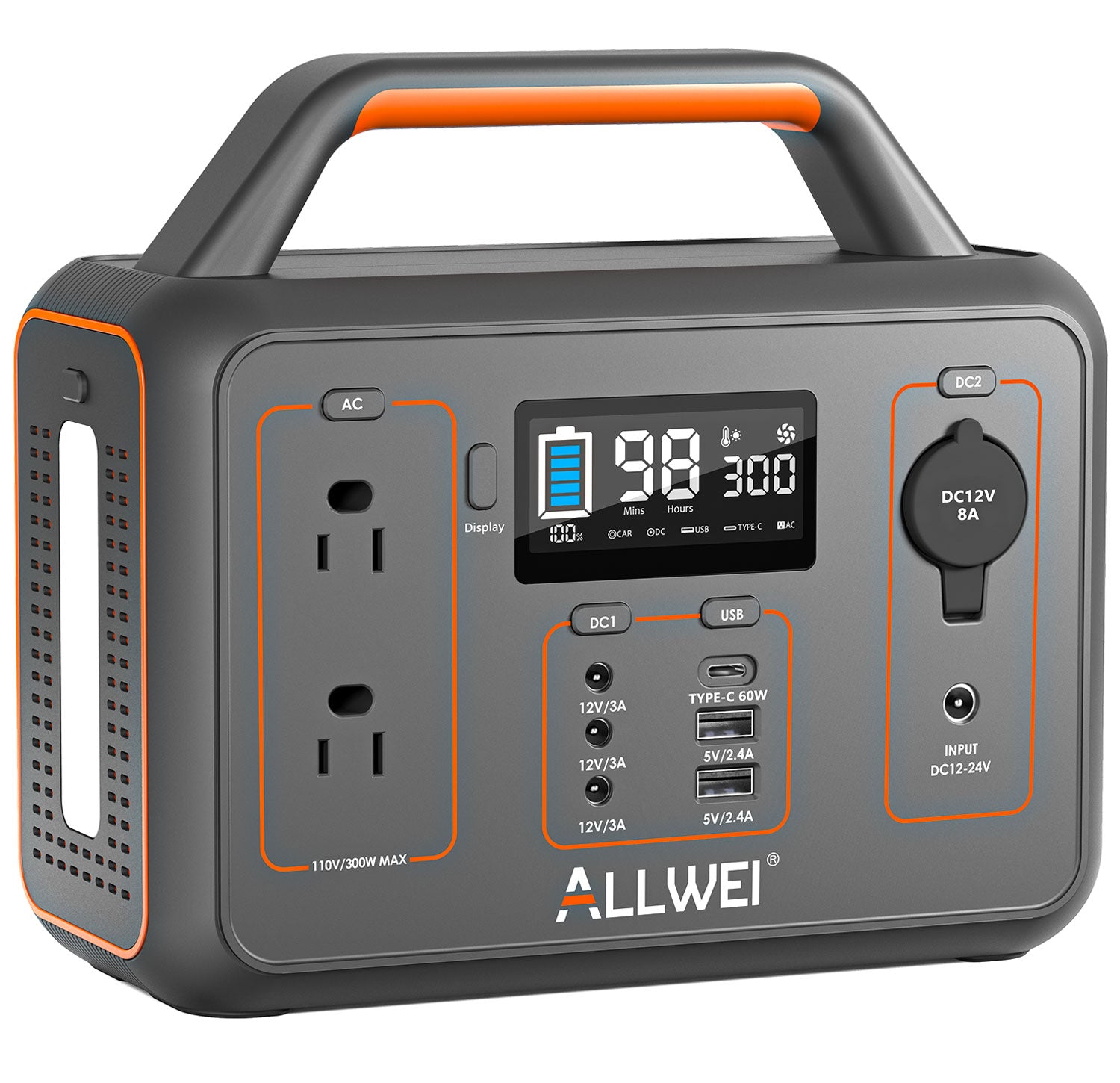 PPS300 - 280Wh Portable Power Station with 600W Surge and 9 Ports | ALLWEI